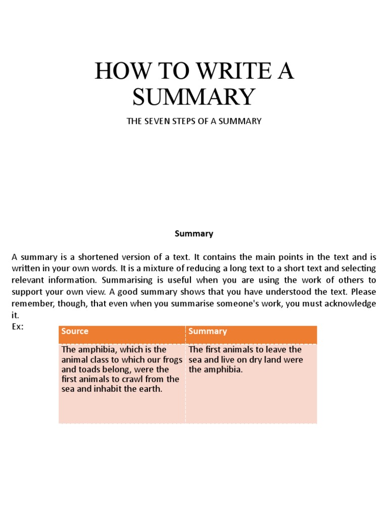 How To Write A Summary | PDF | Adverb | Sentence (Linguistics)