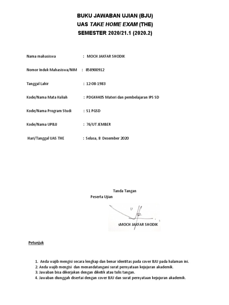 Contoh Soal Jawaban Uas Ut | PDF