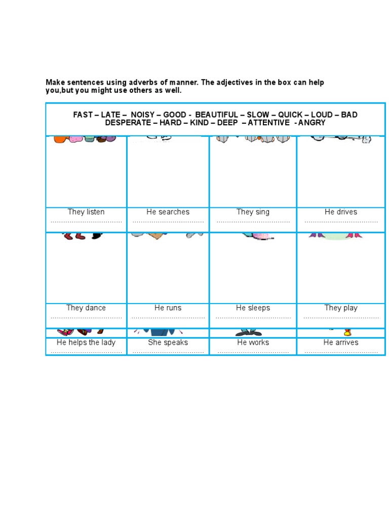 Adverbs of Manner Fun Activities Games Grammar Drills Icebreakers On ...