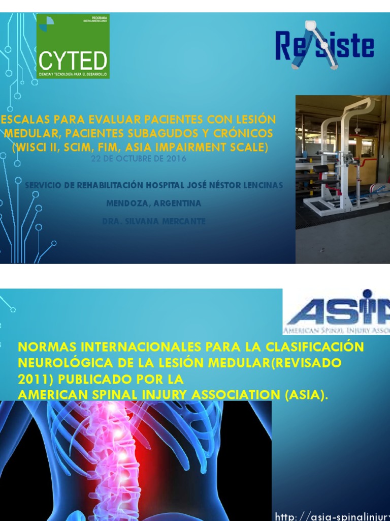 Evaluación de Lesiones Medulares: Escalas ASIA y WISCI | PDF | Métodos ...