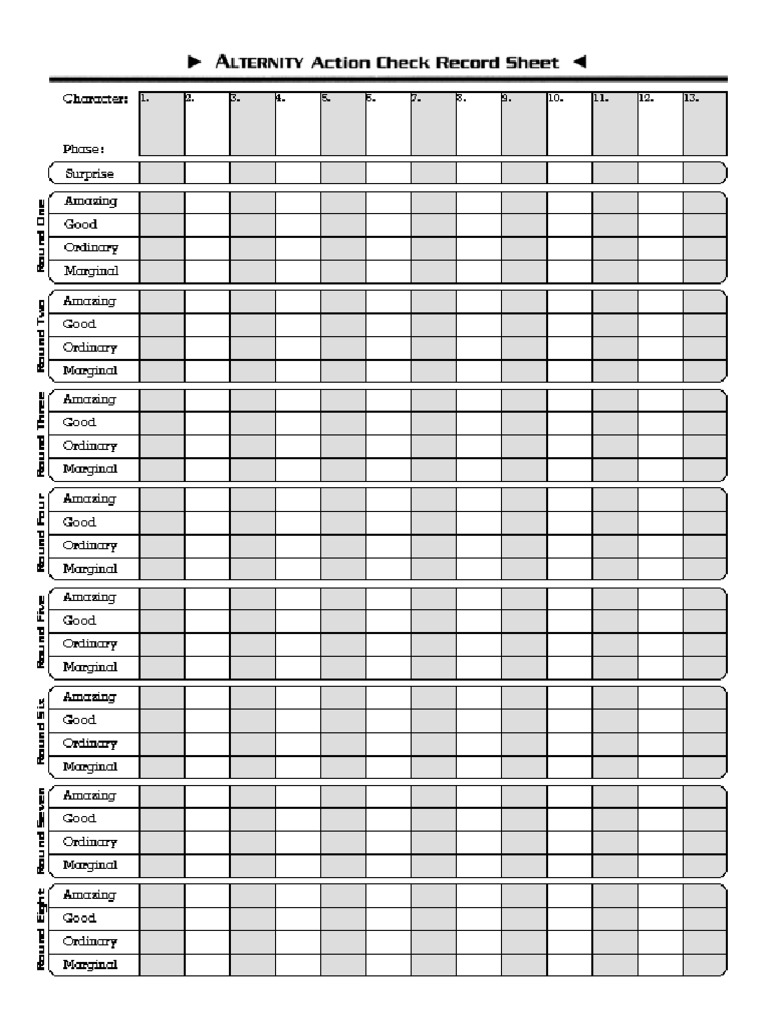 Action Check Record Sheet PDF | PDF