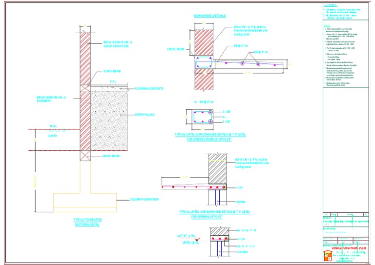 Lintel and Sunshade Design Details | PDF | Concrete | Components