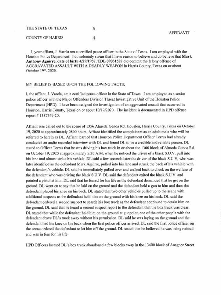 Houston Police Report Mark Aguirre | PDF