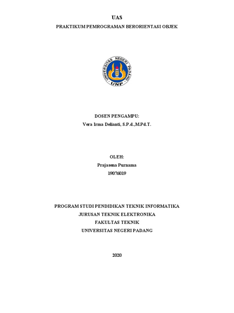 Laporan Uas-Ppbo - 19076019 Prajasena Purnama | PDF | Computer Programming