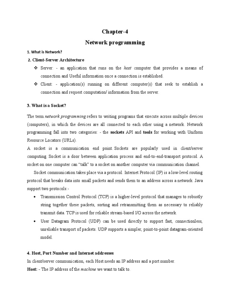 Chapter 4 Network Programming Client Server Architecture Pdf Port