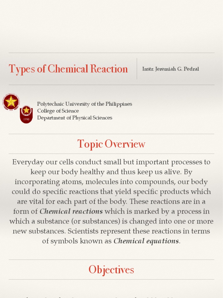 Types of Chemical Reaction PDF | PDF | Chemical Reactions | Solubility