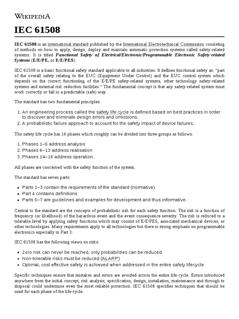 IEC 61508 Is An International Standard Published by The International ...
