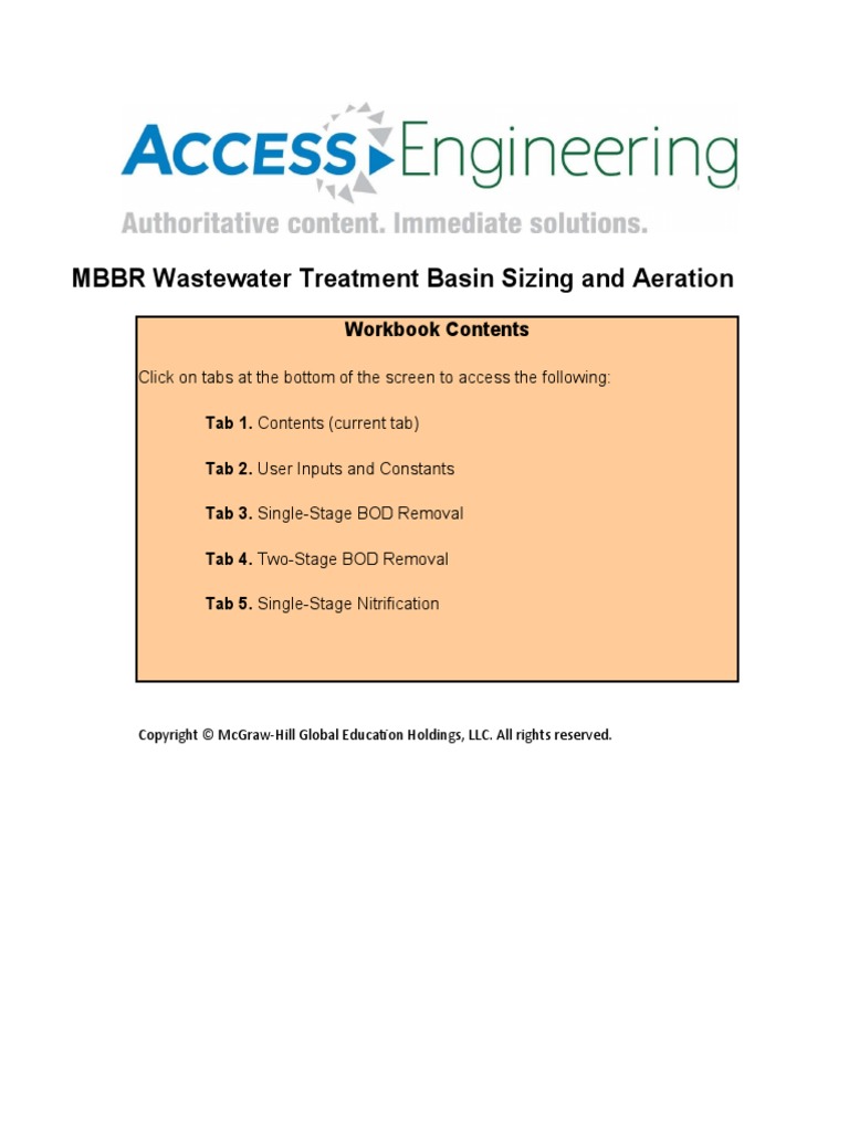 MBBR Wastewater Treatment Basin Sizing and Aeration Calculations - S.I. Units | PDF | Pressure ...