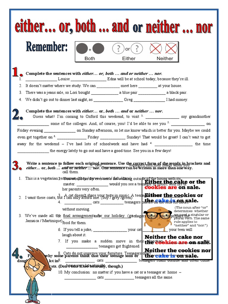 Exercises on Either, Neither, and Both | PDF | Language Arts ...