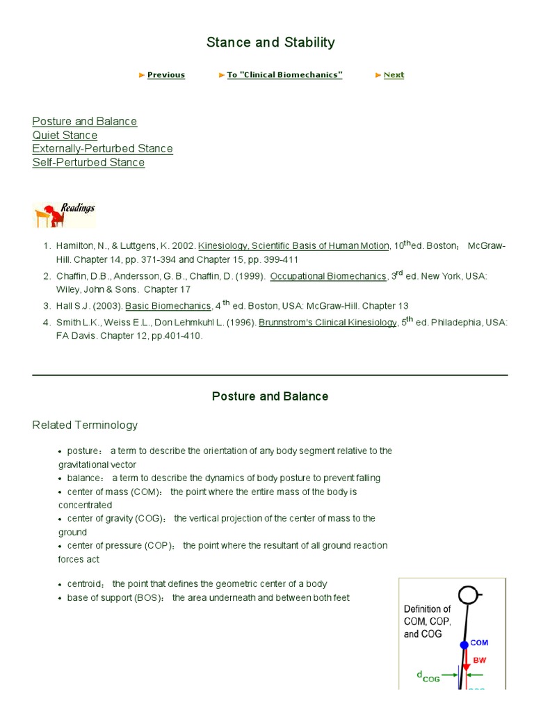 Stance and Stability: Posture and Balance Quiet Stance Externally ...