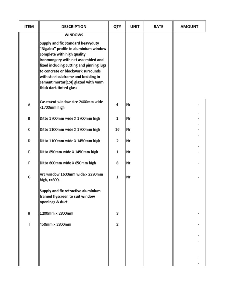 Item Description QTY Unit Rate Amount | PDF
