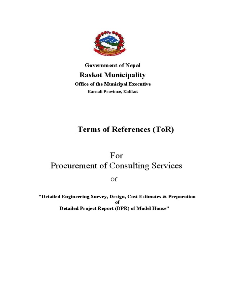 TOR For Integrated Settlement Plan | PDF | Feasibility Study | Topography