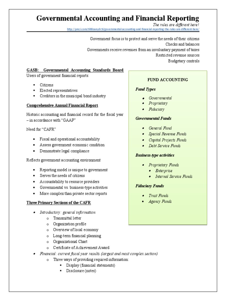 Governmental Accounting and Financial Reporting | PDF | Fund Accounting ...
