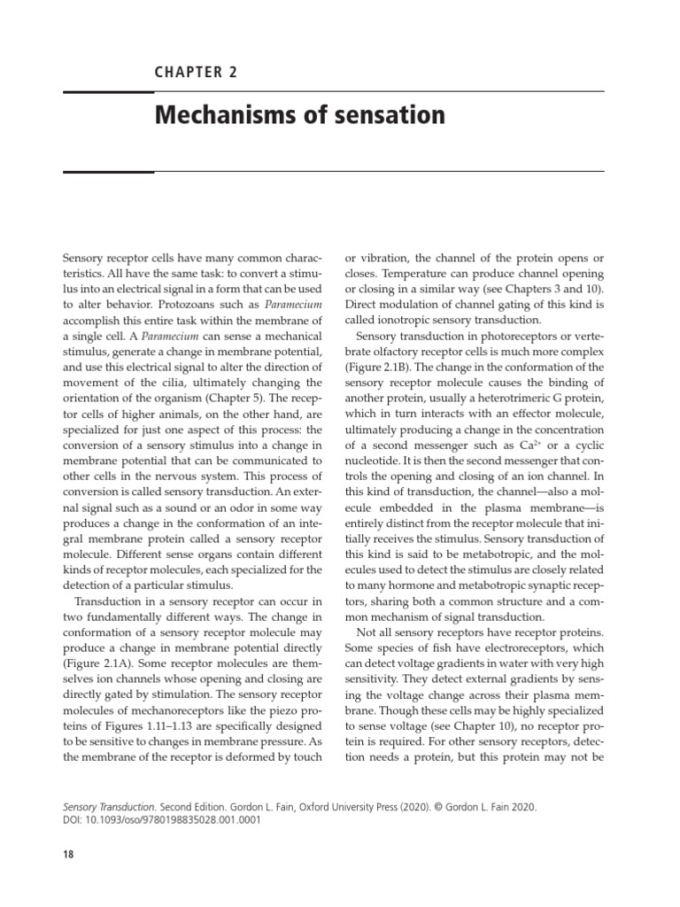 Mechanisms of Sensation | PDF | Signal Transduction | Stimulus (Physiology)