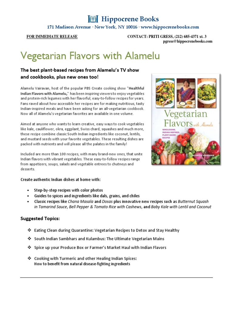 Vegetarian Flavors With Alamelu Press Release | PDF | Eating Behaviors Of Humans | Foods