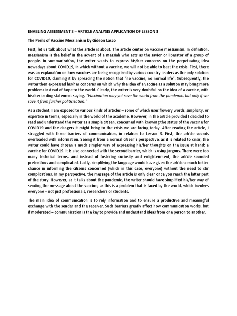 Enabling Assessment 3 | PDF | Communication | Epistemology