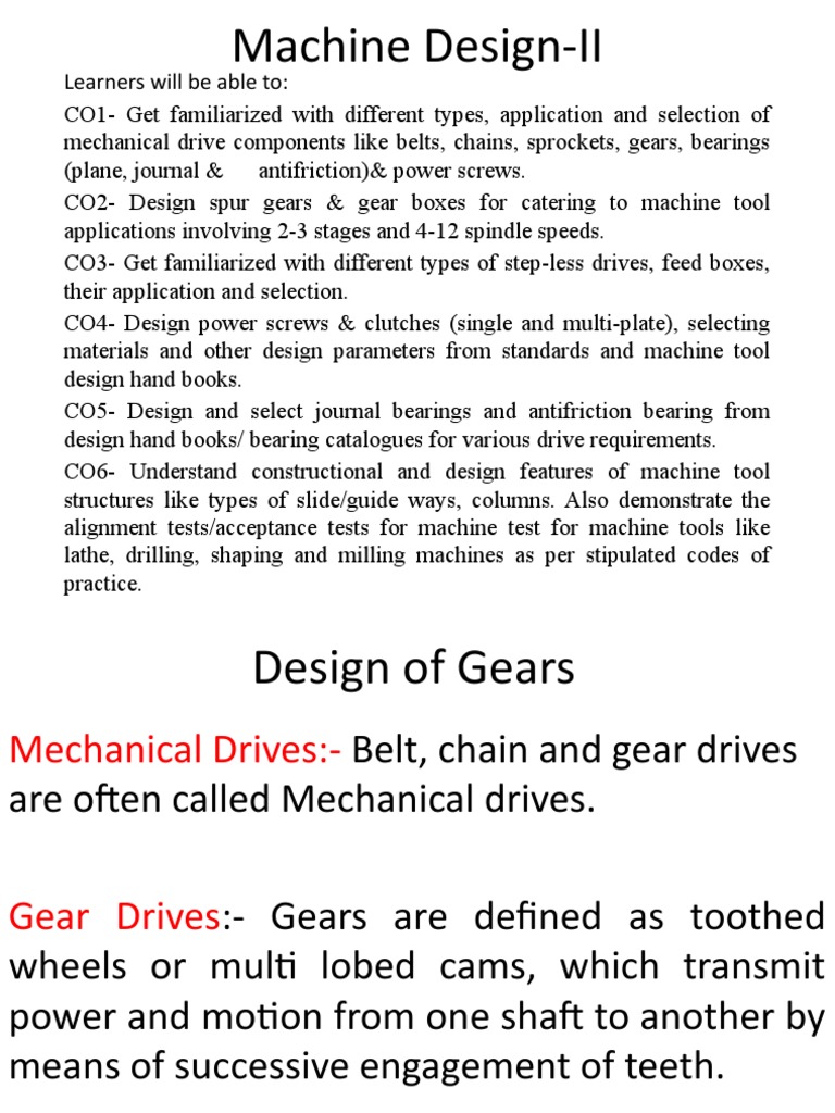 Design of Mechanical Drives and Gear Systems for Machine Tools | PDF ...