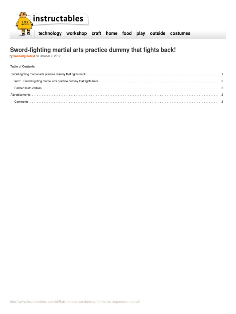 Sword-Fighting Martial Arts Practice Dummy That Fights Back! | PDF ...