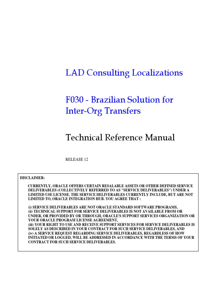CLL F030 - Brazilian Solution For Inter-Org Transfers - TRM | PDF ...