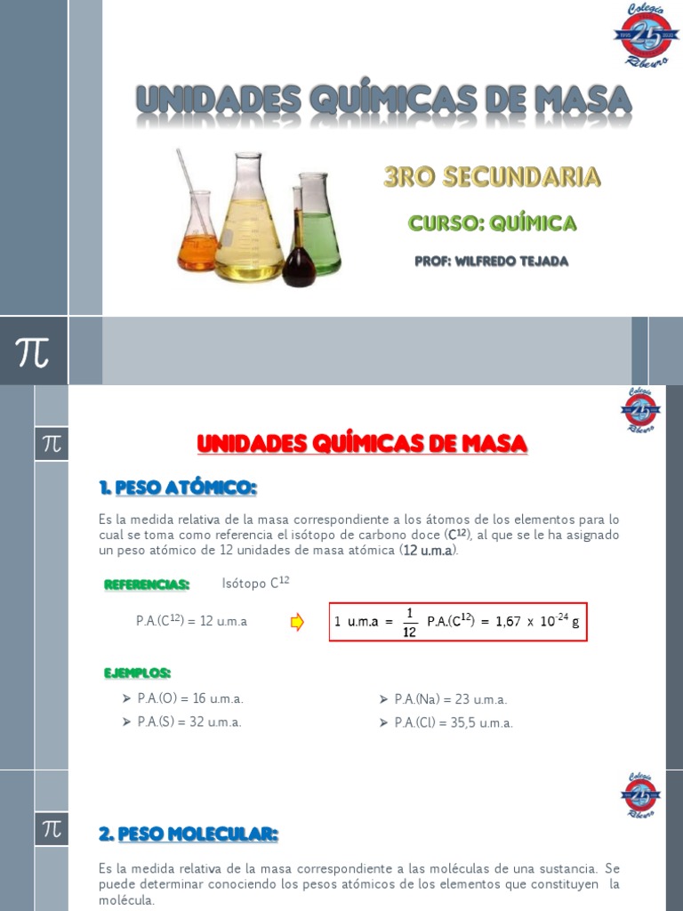 3ro QUIMICA Unidades Quimicas de Masa | PDF | Mole (Unidad) | Átomos