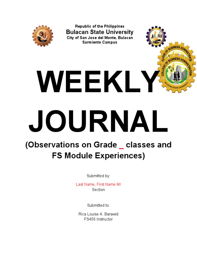 Weekly Journal: (Observations On Grade Classes and FS Module ...