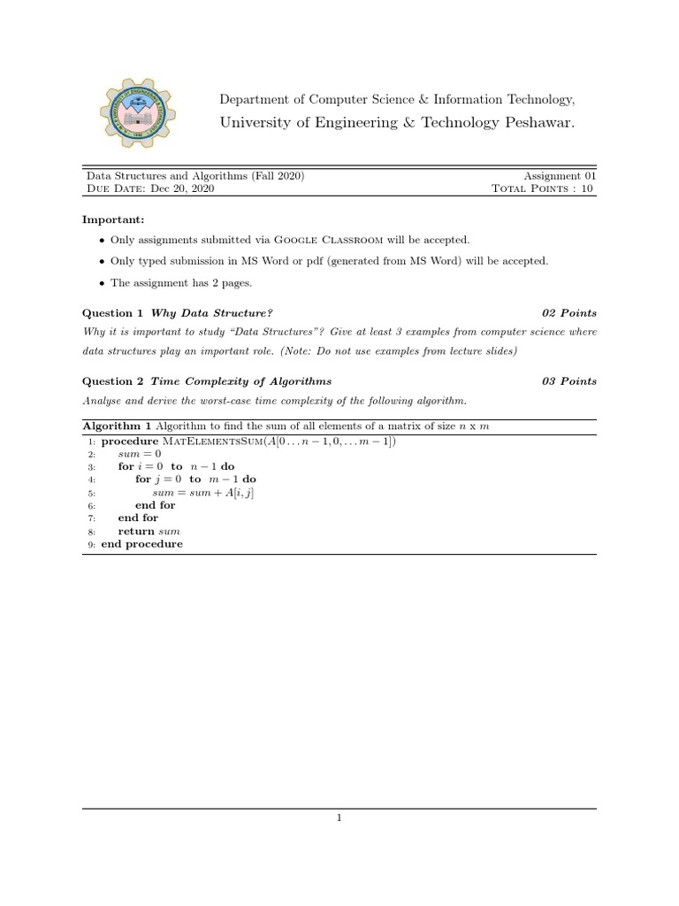 University of Engineering & Technology Peshawar | PDF | Time Complexity ...