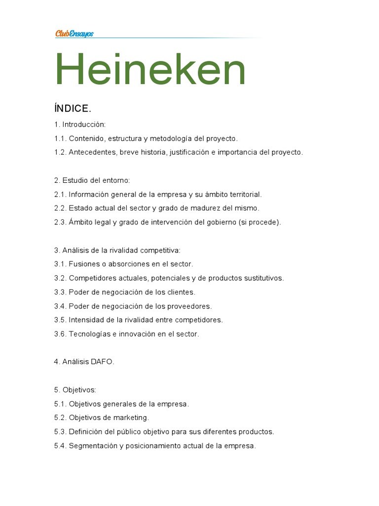 Plan de Marketing HEINEKEN NV 4239093 | PDF | Cerveza | Marketing