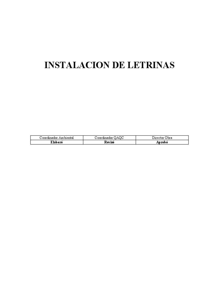 Instalación Letrinas | PDF | Letrina | Entorno natural