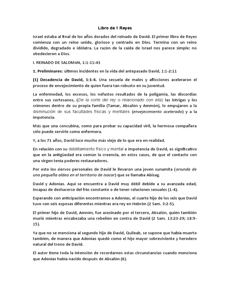 Preguntas de Estudio Del Libro de 1 Reyes | PDF | David | Solomons