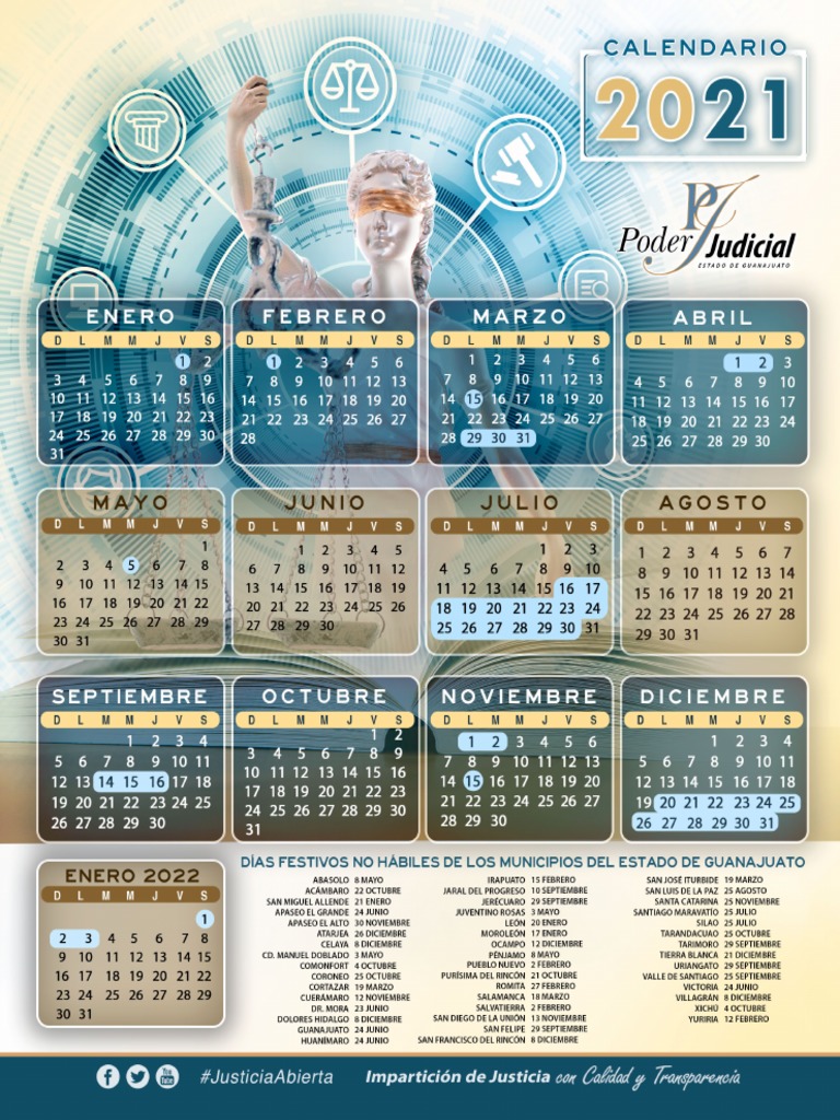 Calendario Oficial Poder Judicial GTO 2021 | PDF
