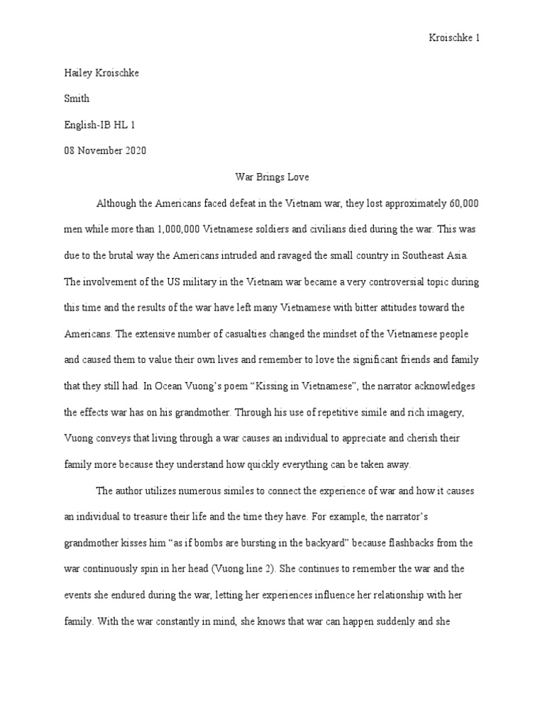 Kissing in Vietnamese Essay 1 | PDF | Vietnam | Paragraph