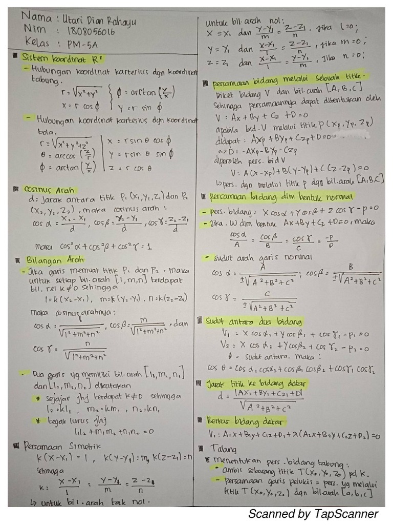 Resume Rumus Geometri Analitik | PDF