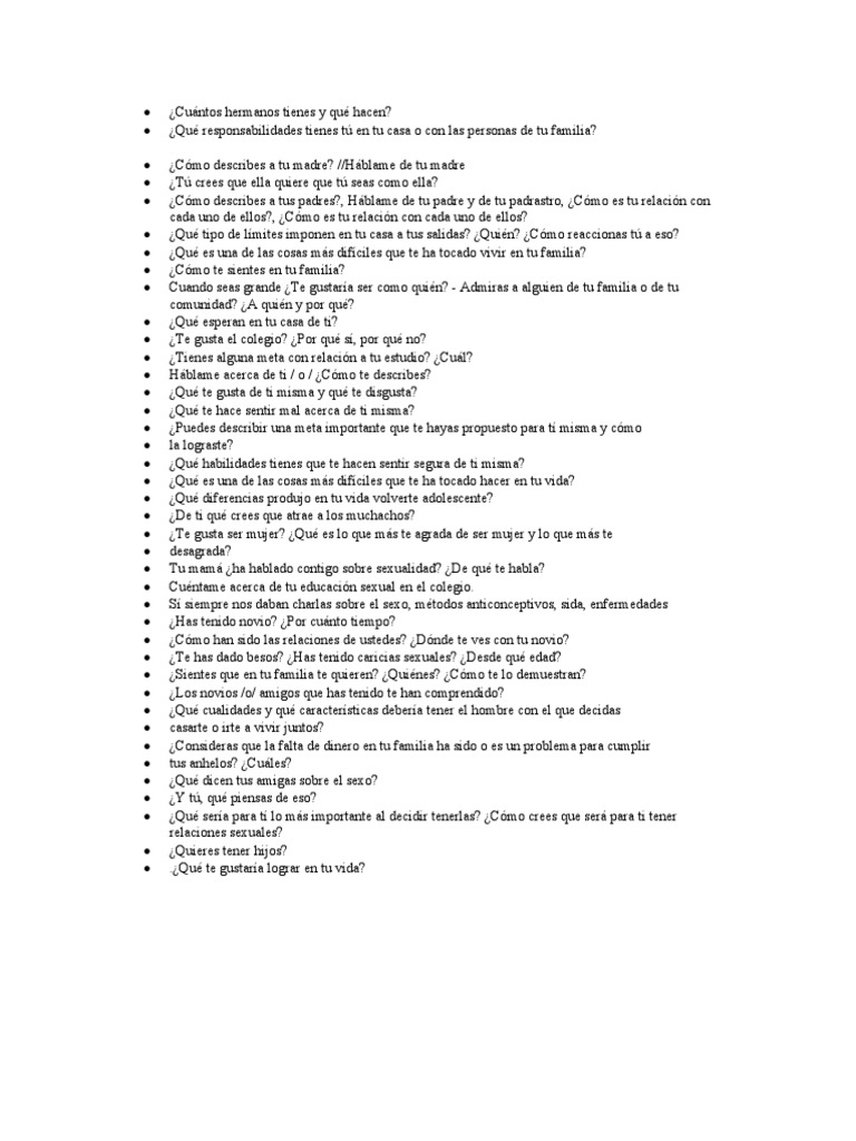 Entrevista Adolescentes | PDF | Sexo