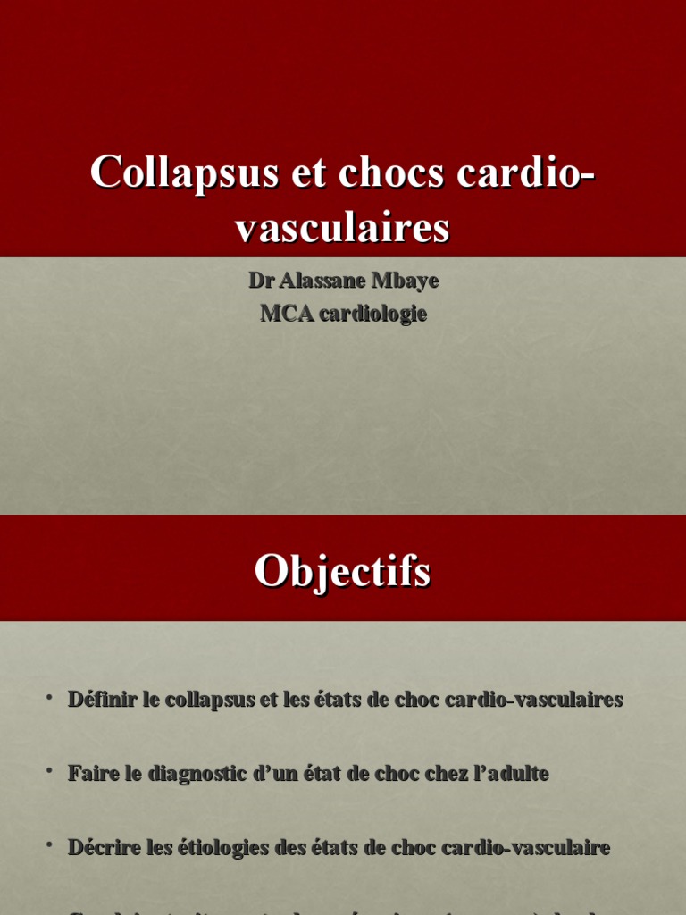 Collapsus Et Choc CV | PDF | État de choc circulatoire | Système cardio ...