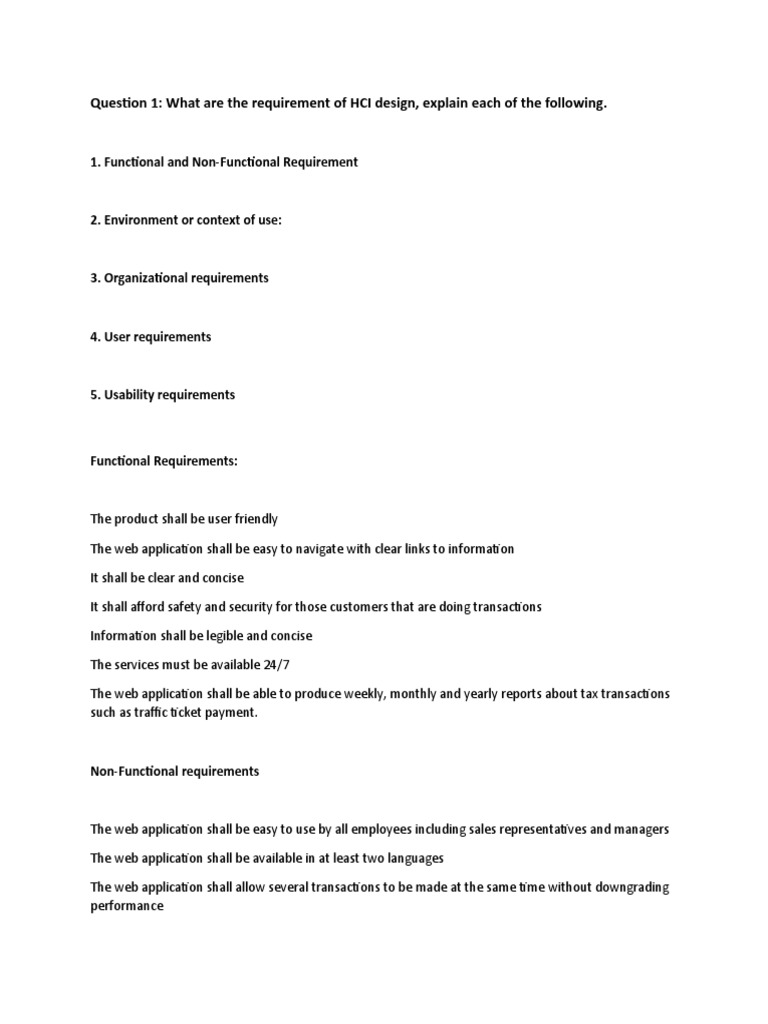 Question 1: What Are The Requirement of HCI Design, Explain Each of The ... Question 1: What Are The Requirement of HCI Design, Explain Each of The ...