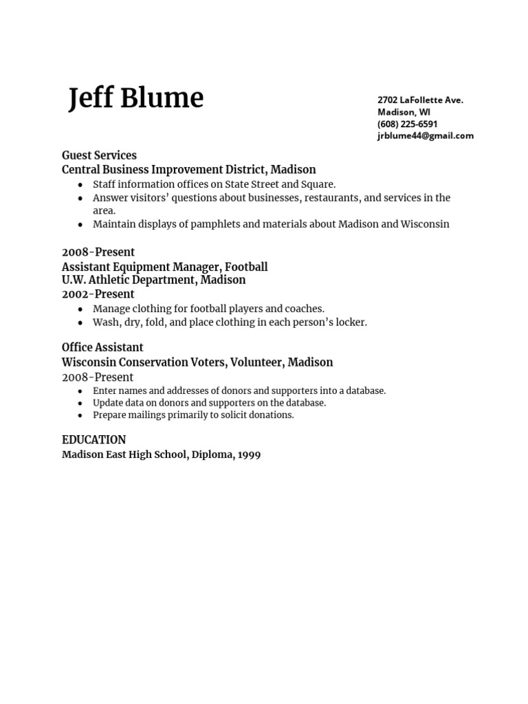 Jeff Blume Resume | PDF