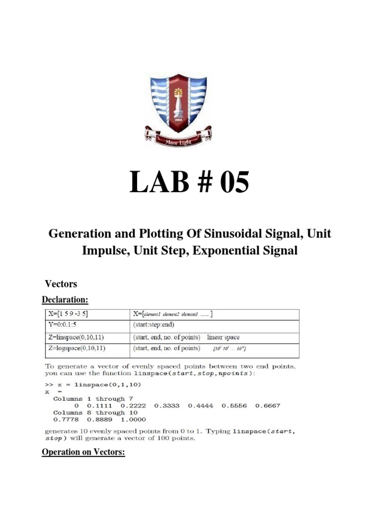 LAB 5 Matlab PDF | Download Free PDF | Vector Space | Matlab
