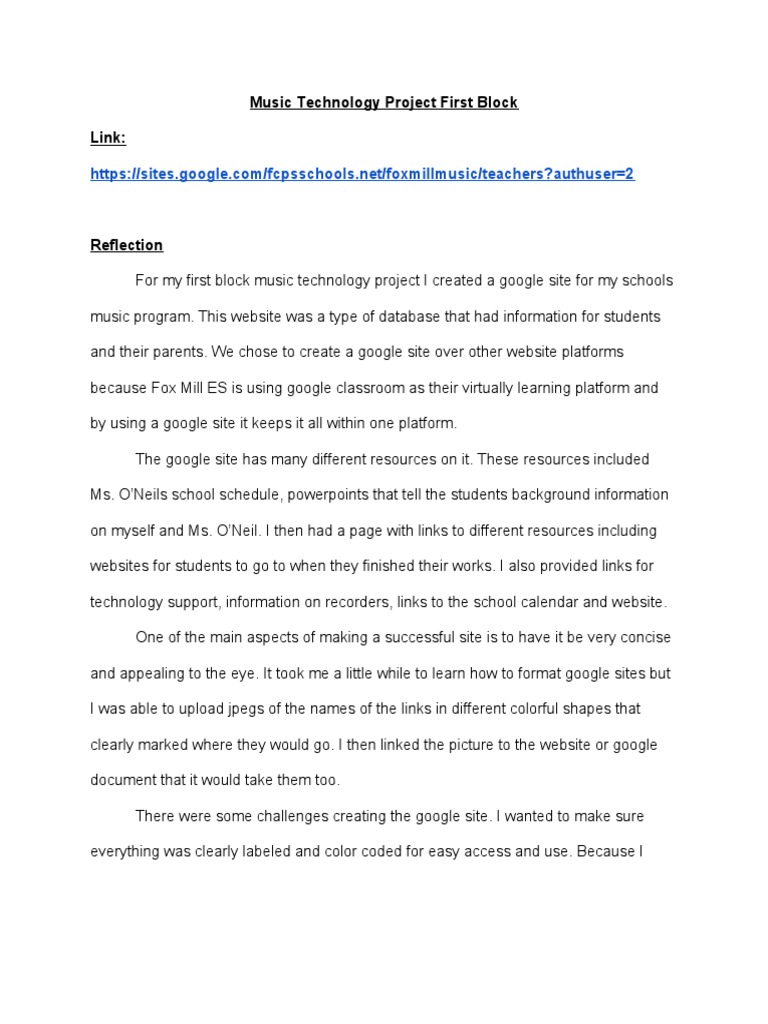 Music Tech Project: Google Site Creation | PDF | Career & Growth ...