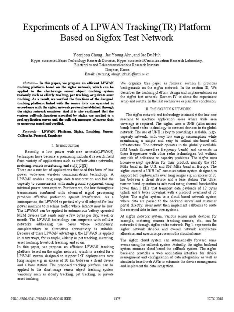 Experiments of A LPWAN Tracking (TR) Platform | PDF | Internet Of ...
