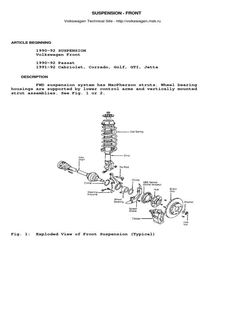 mk2 Golf 90-92front Suspension | PDF | Axle | Nut (Hardware)