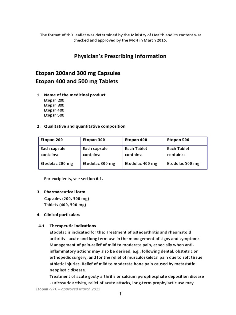 Physician's Prescribing Information Etopan 200and 300 MG Capsules ...