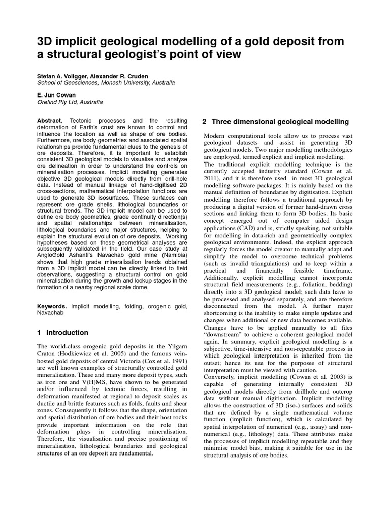 3D Implicit Geological Modelling of A Go PDF | PDF | 3 D Computer ...