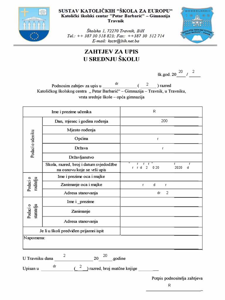 Whatever - Obrazac Novo Za Upis PDF | PDF