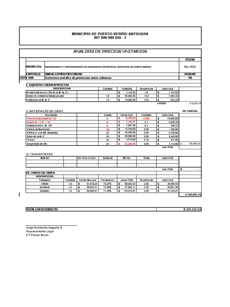 APU Baranda de Proteccion | PDF | Ingeniería mecánica | Materiales de construcción