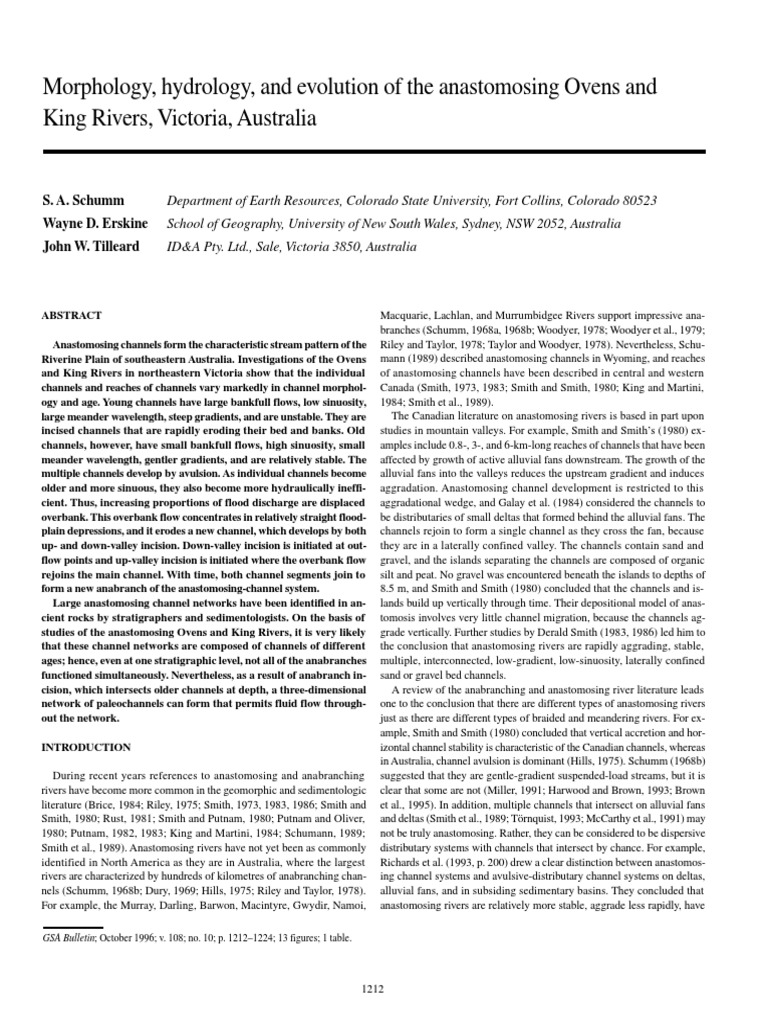 Morphology, Hydrology, and Evolution of The Anastomosing Ovens and King ...