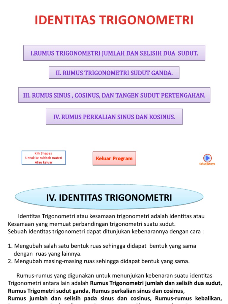 Identitas Trigonometri dan Rumusnya | PDF