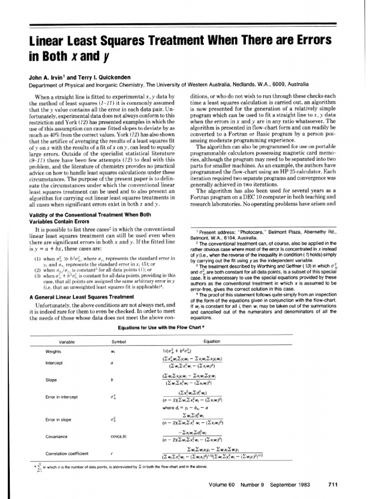 Linear Least Squares Both Errors | PDF | Errors And Residuals | Least Squares