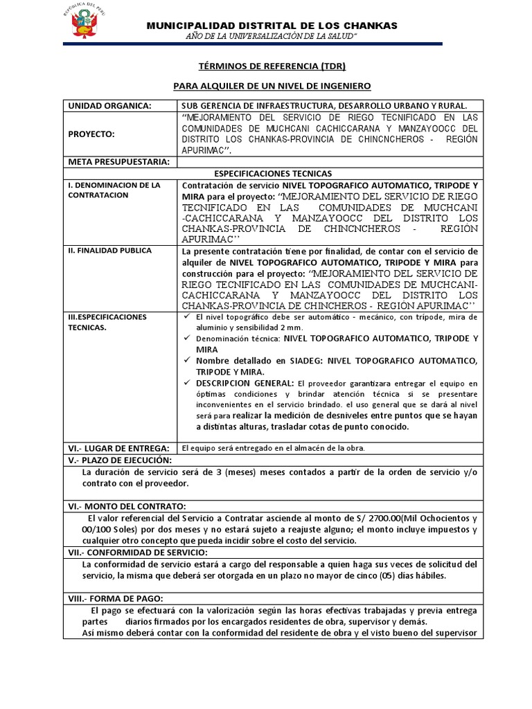 TDR Nivel | PDF | Gobierno | Business