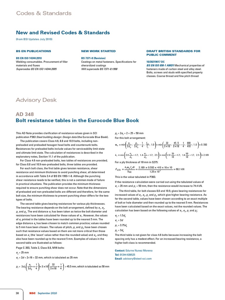 Eurocode Bolt Resistance Guide | PDF | Screw | Building Materials