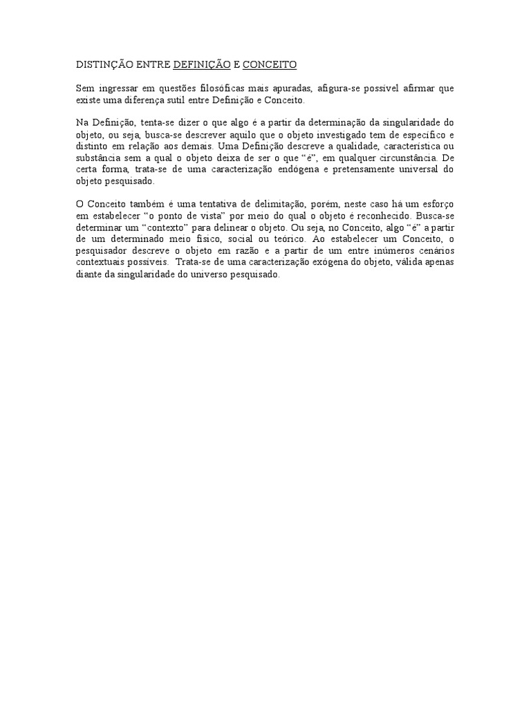 #. Distinção Entre Definição e Conceito | PDF